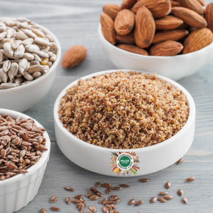 MILLER HEALTH MIX WITH REAL ALMONDS. | Miller Stores